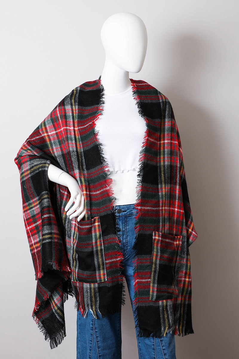 Classic Plaid Pocket Ruana - Timeless and Stylish Wrap