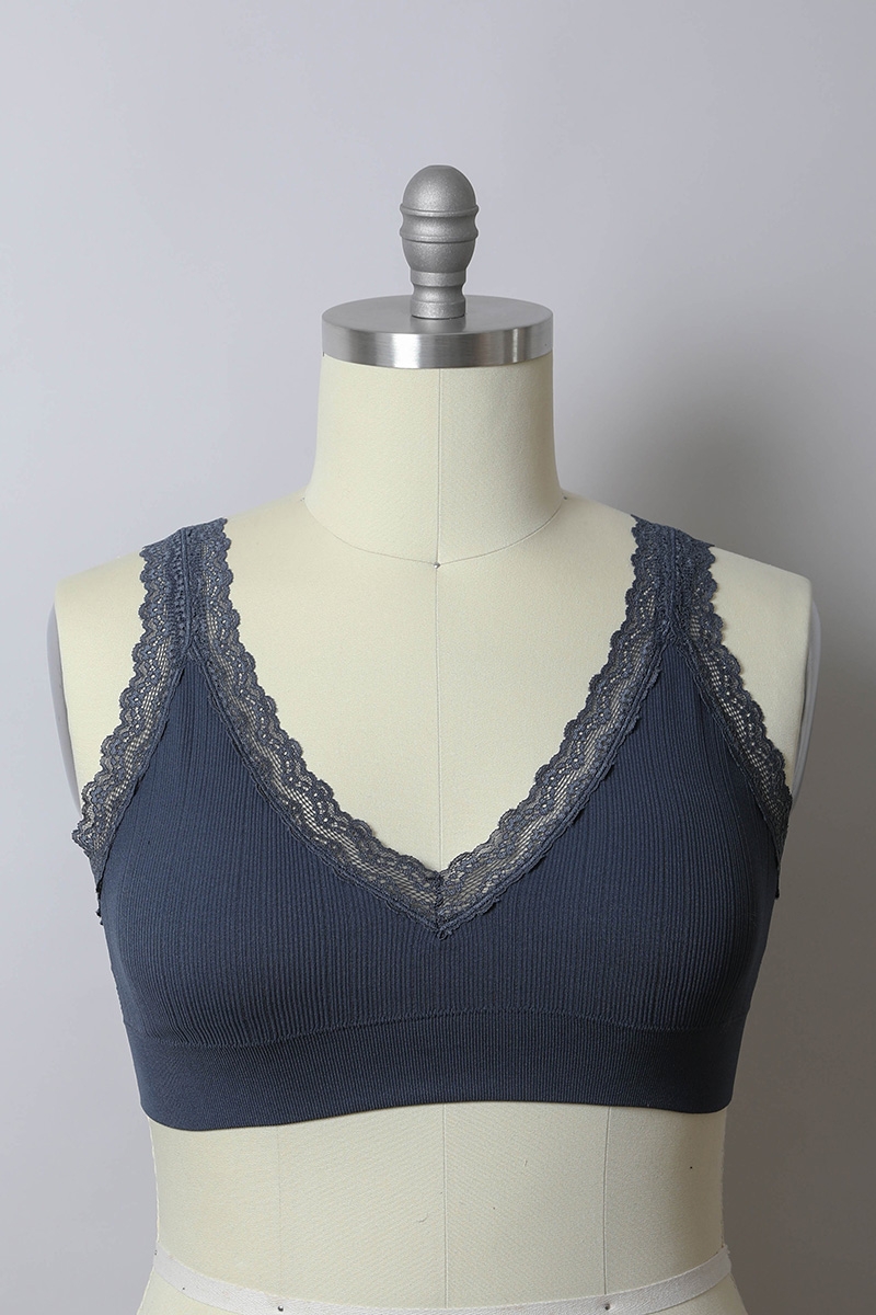 Plus - Lace Trim Padded Bralette
