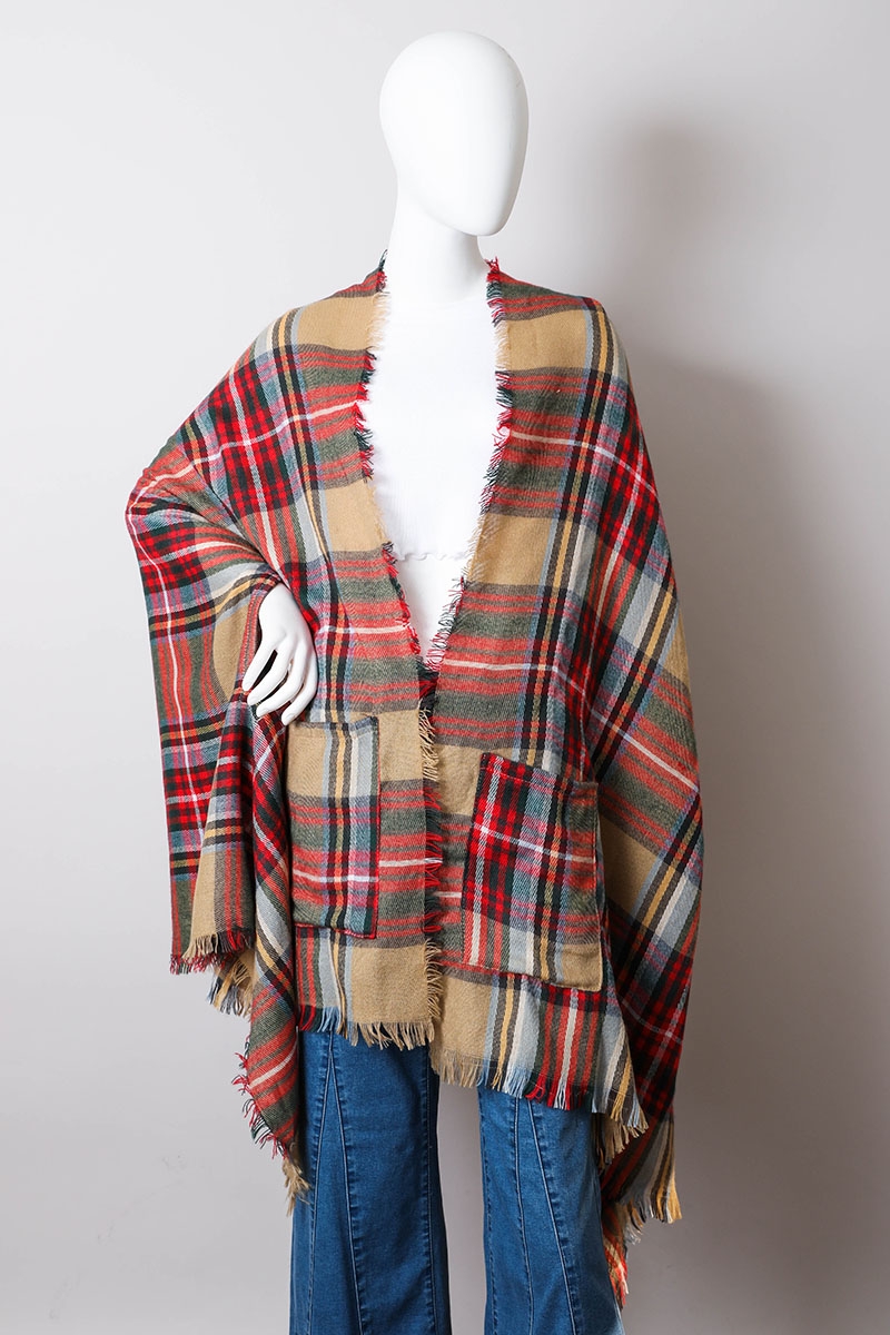 Classic Plaid Pocket Ruana - Timeless and Stylish Wrap