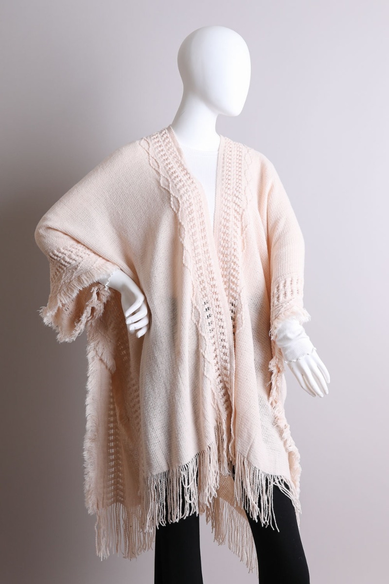 Open Work Frayed Border Bohemian Ruana - The Perfect Blend of Comfort ...