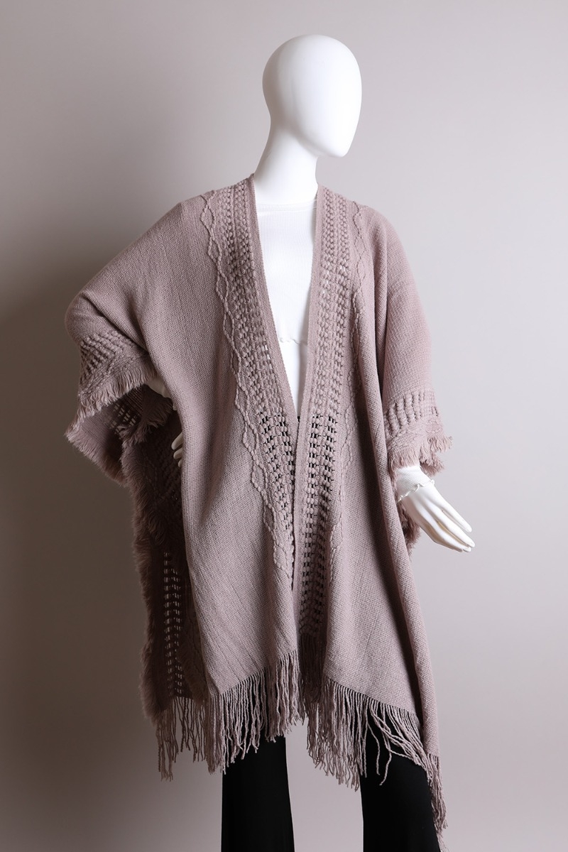 Open Work Frayed Border Bohemian Ruana - The Perfect Blend of Comfort ...