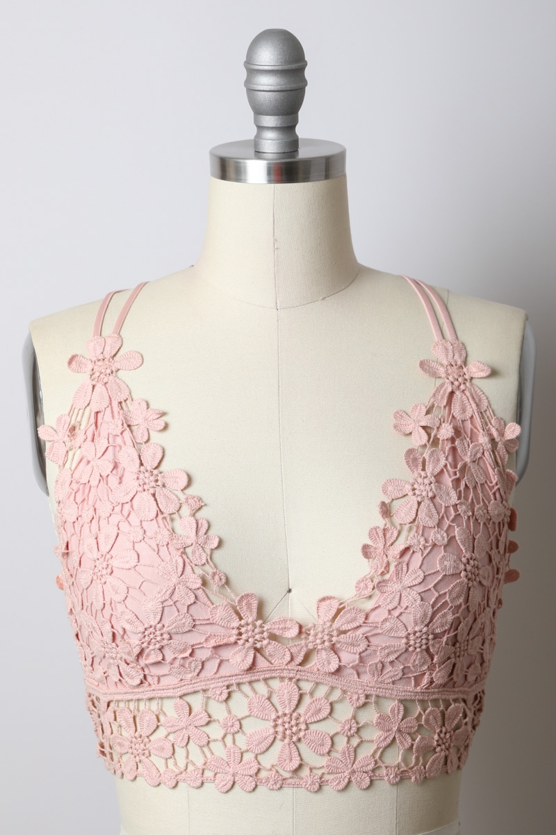 Leto Wholesale - Buy Crochet Daisy Longline Bralette Bra In Bulk Qty