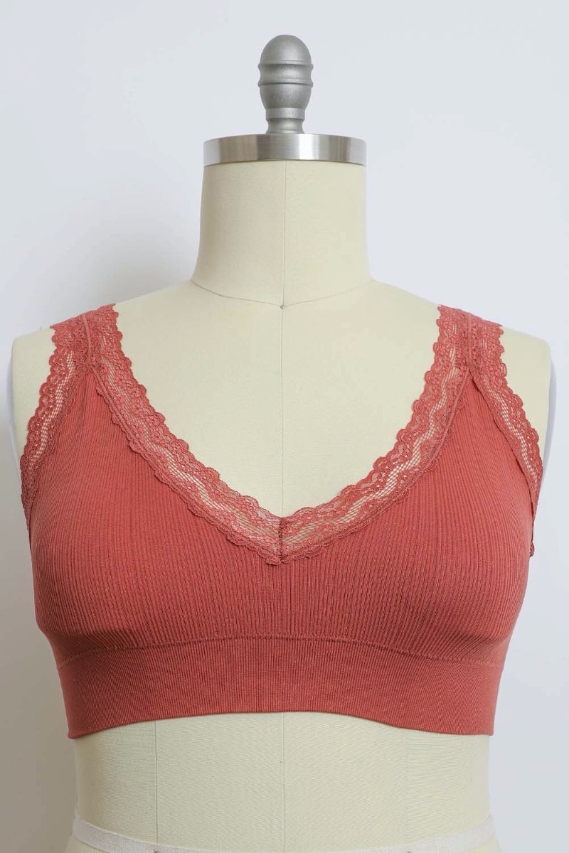Plus - Lace Trim Padded Bralette
