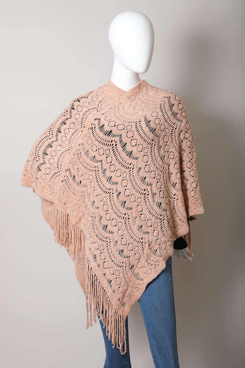 Scallop Knit Lace Poncho - Chic and Elegant Bohemian Wrap