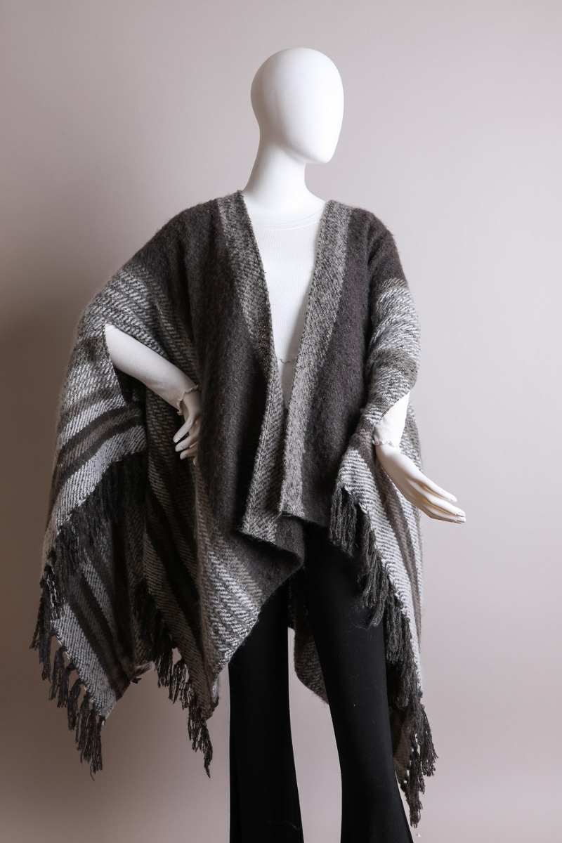 Leto Wholesale - Tone on Tone Stripe Bohemian Ruana Wrap Supplier