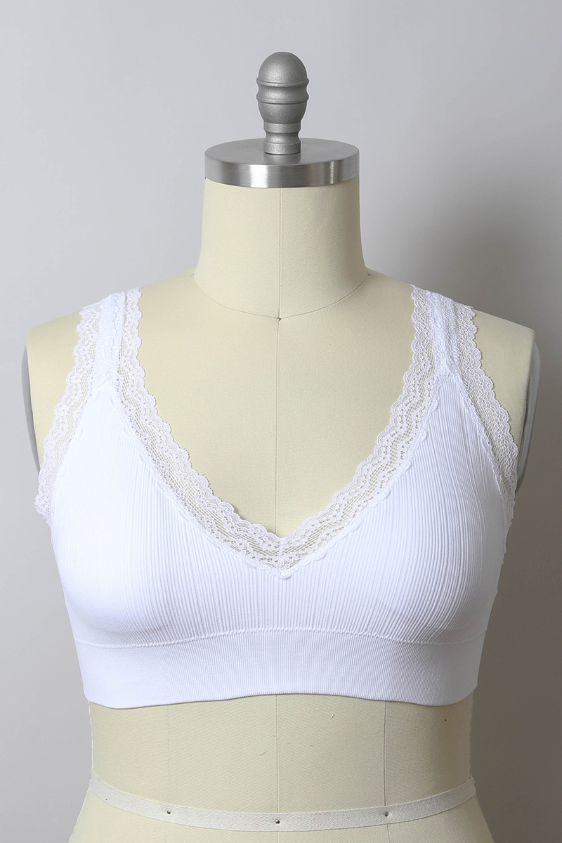 Plus - Lace Trim Padded Bralette