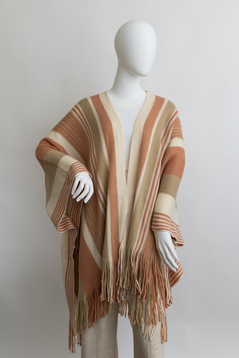 Discover the Chic Comfort of Our Striped Frayed Edge Ruana