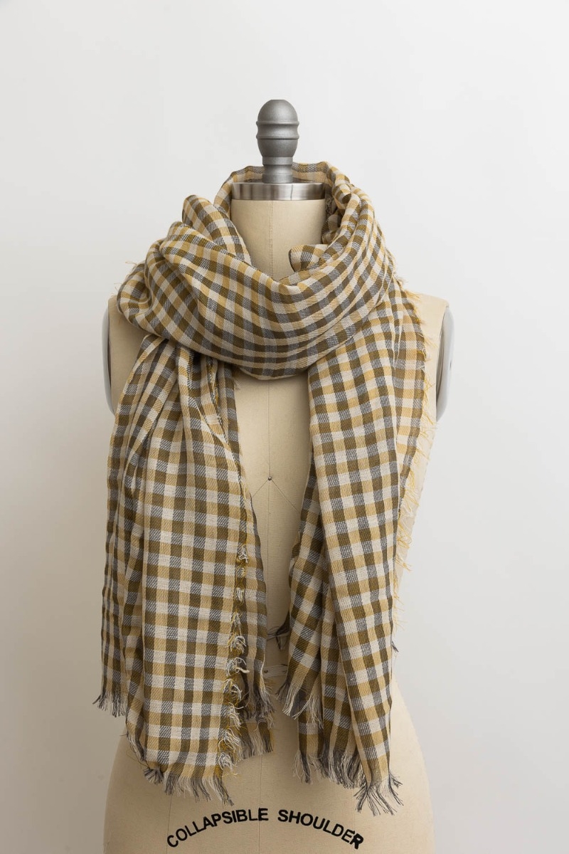 Buffalo Checkered Scarf in Mustard, Khaki & Black - Classic Plaid ...